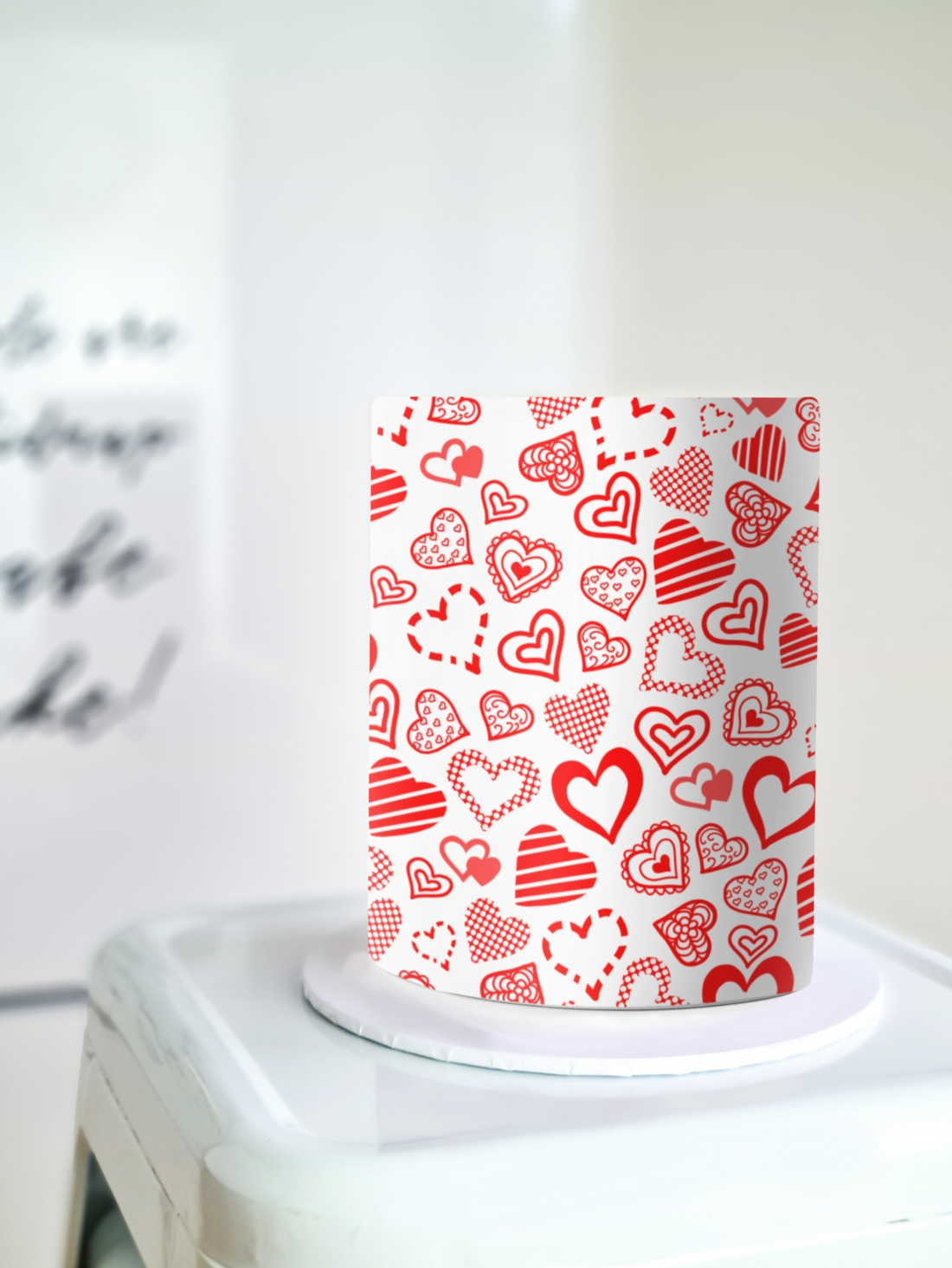 Hearts Cake Wrap | A4 Edible Image | Valentine's Icing Sheet – Psychobakes