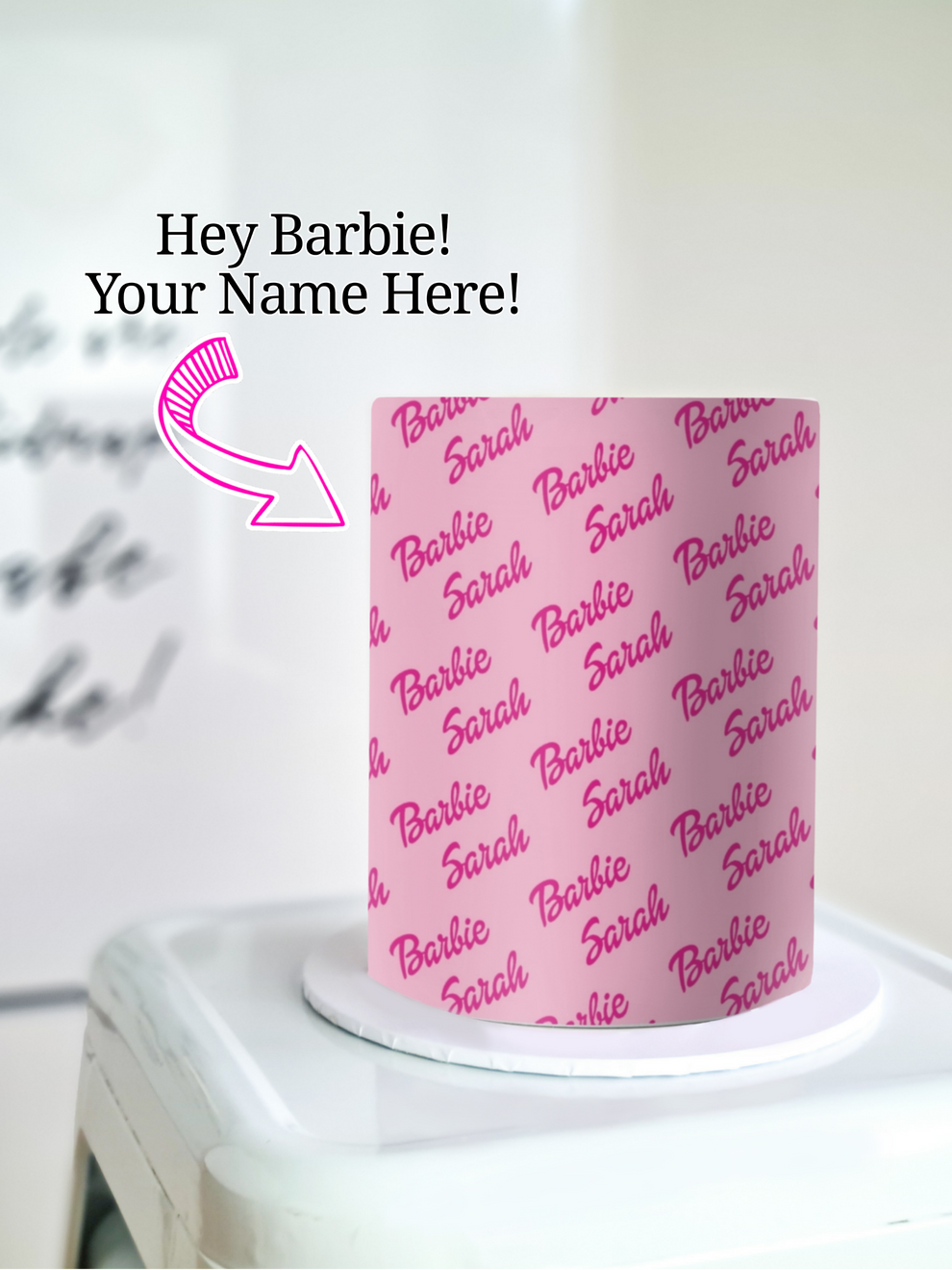 Personalized Barbie Pattern Cake Wrap | A4 Edible Image | Name Icing ...