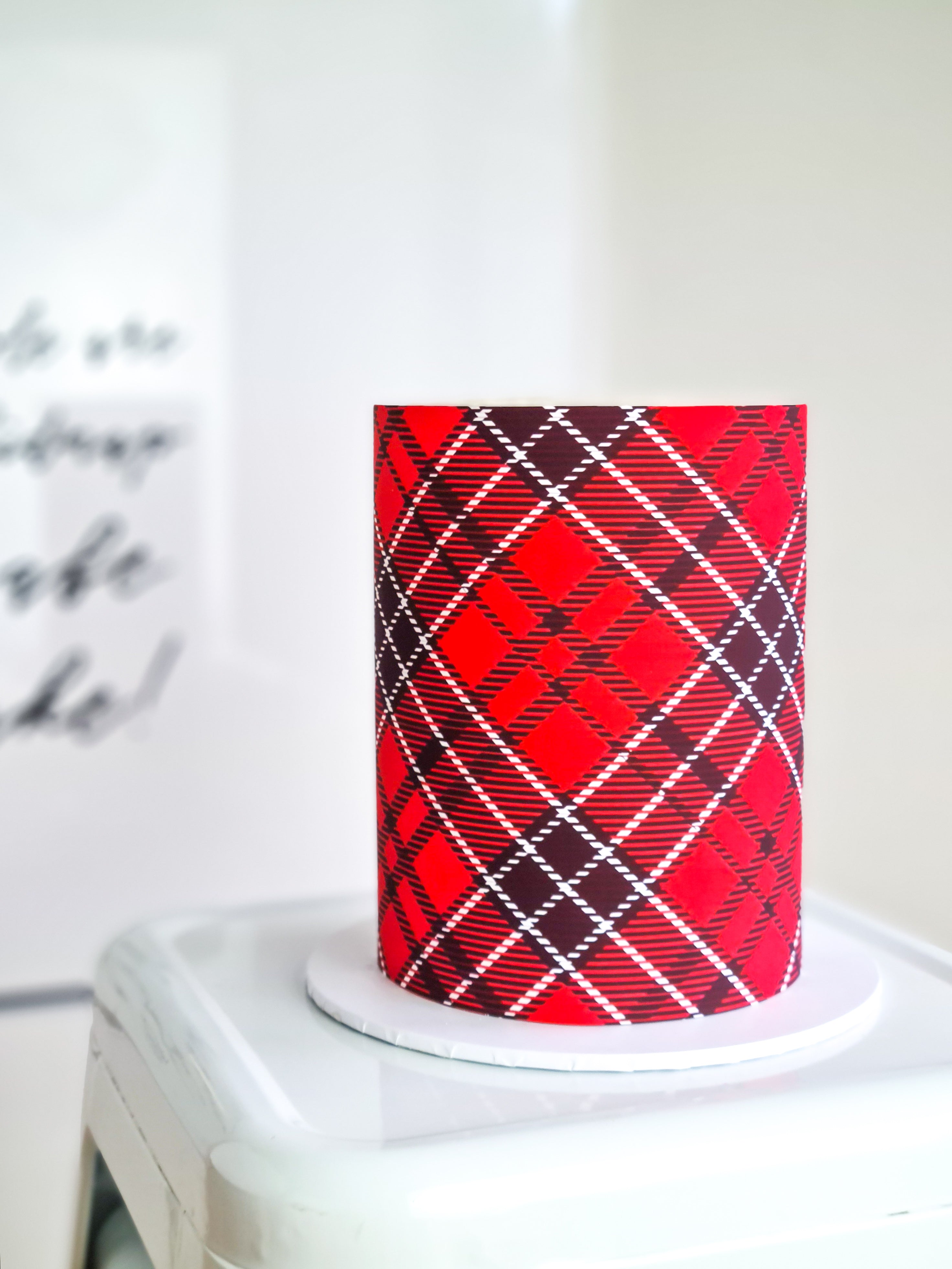 Red Plaid Cake Wrap - A4 Edible Icing Image – Psychobakes